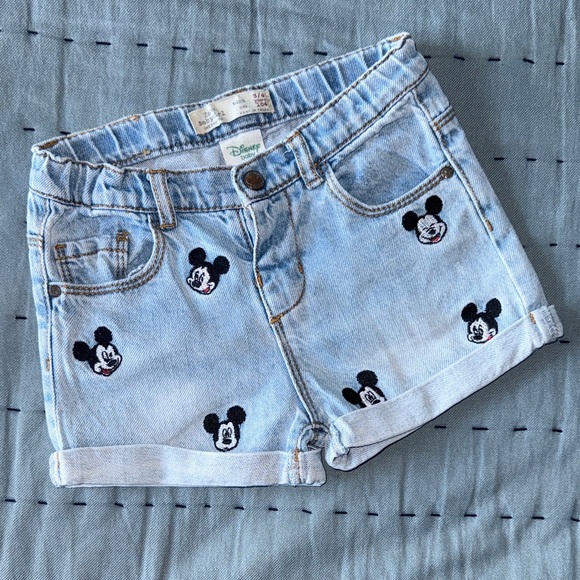 Zara | Bottoms | Zara Kids Light Blue Denim Shorts With Mickey Mouse ...